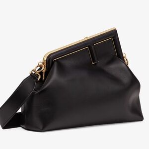 Fendi | Bags | New Auth Fendi First Bag Medium Black Napa Gold F Frame ...